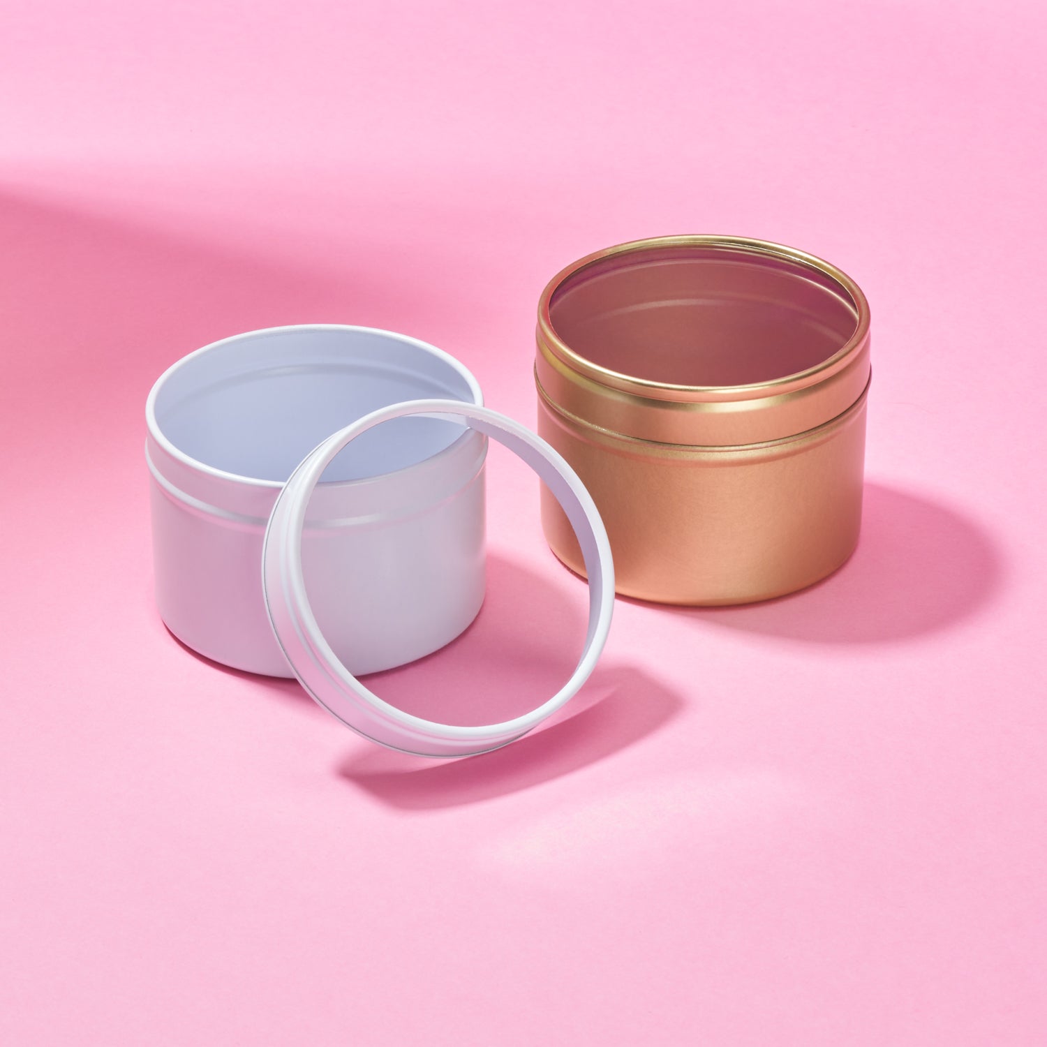 Gold or White Round Seamless Window Lid Tin | Tinware Direct